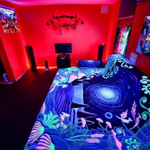 Psychedelic Bedset, Trippy Bedding, UV Bedsheet, Fluorescent Bed Cover ...