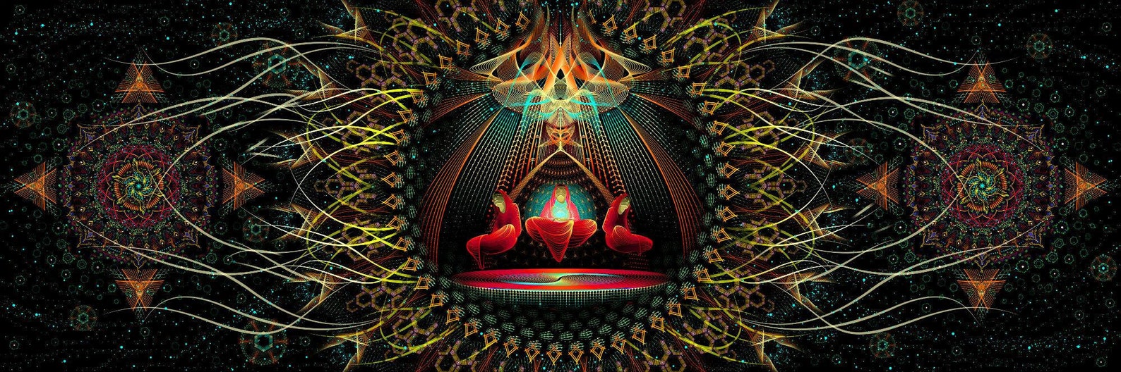 Fluorescent Psychedelic Blacklight Art Tapestry, Trippy Psytrance Glow ...