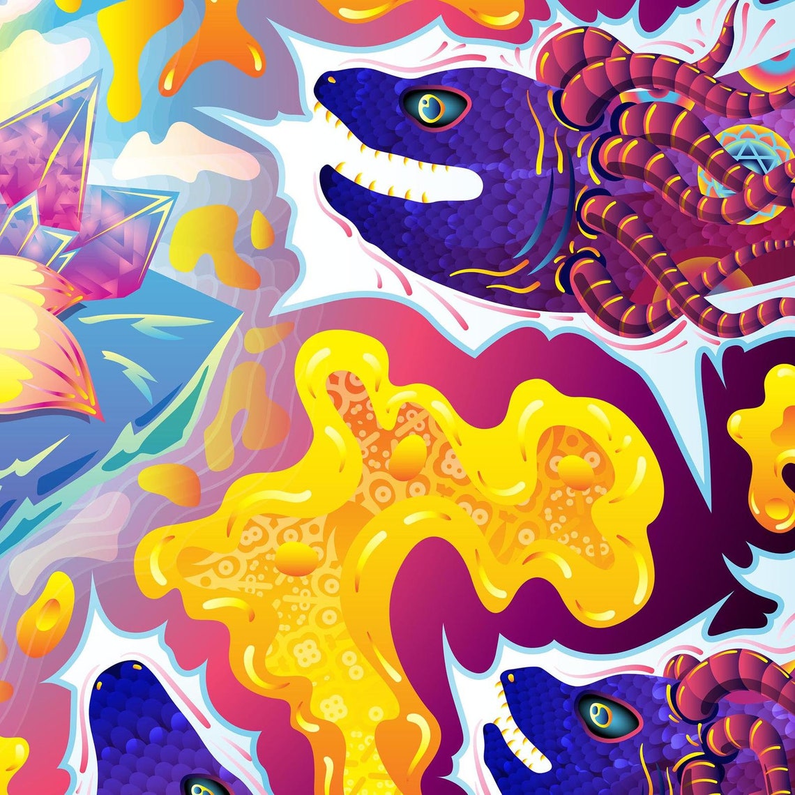 Trippy Tapestry Ganesh Wall Art Fluorescent Tapestry UV | Etsy