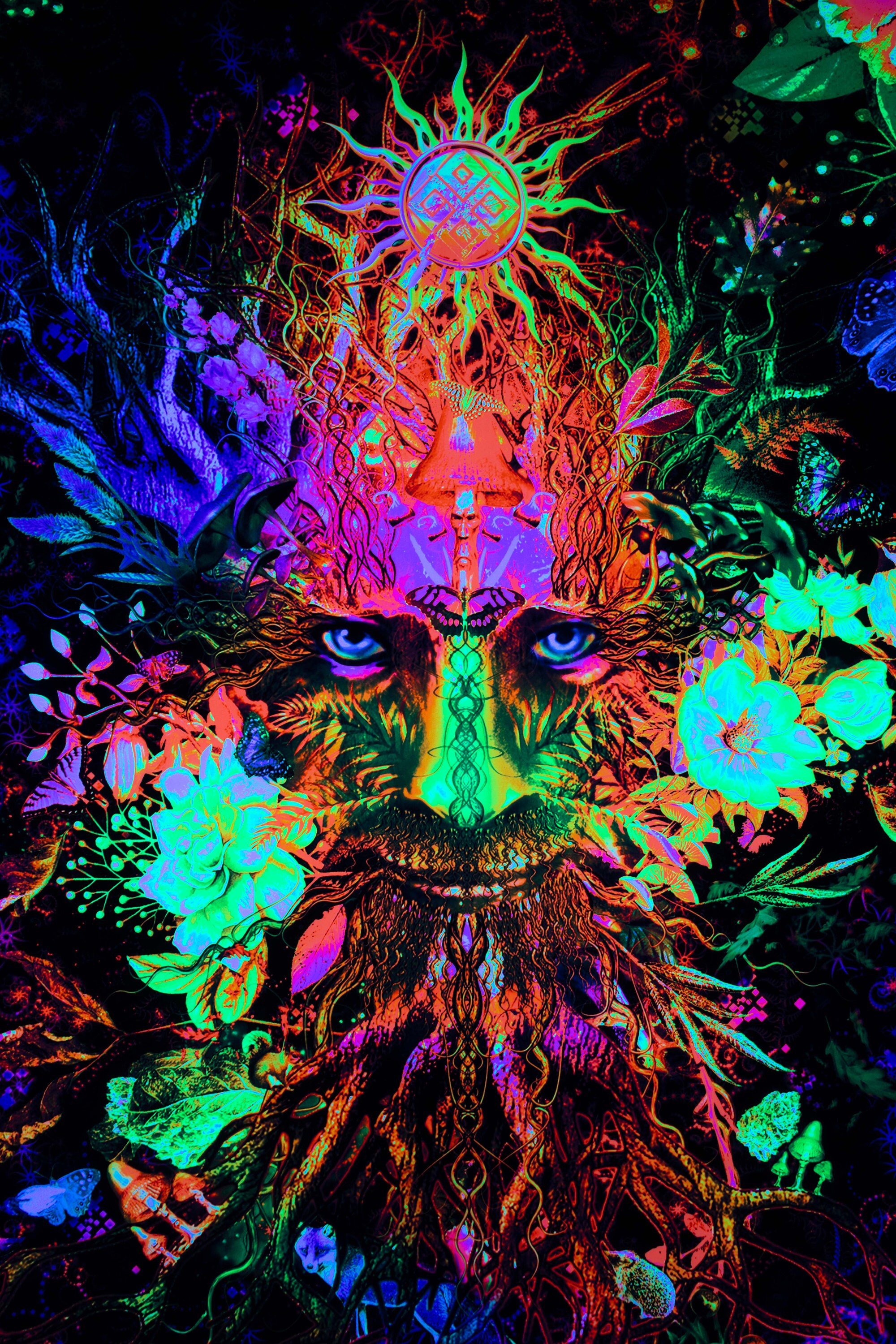 Psychedelic Wall Tapestry Blacklight Art Nature UV | Etsy