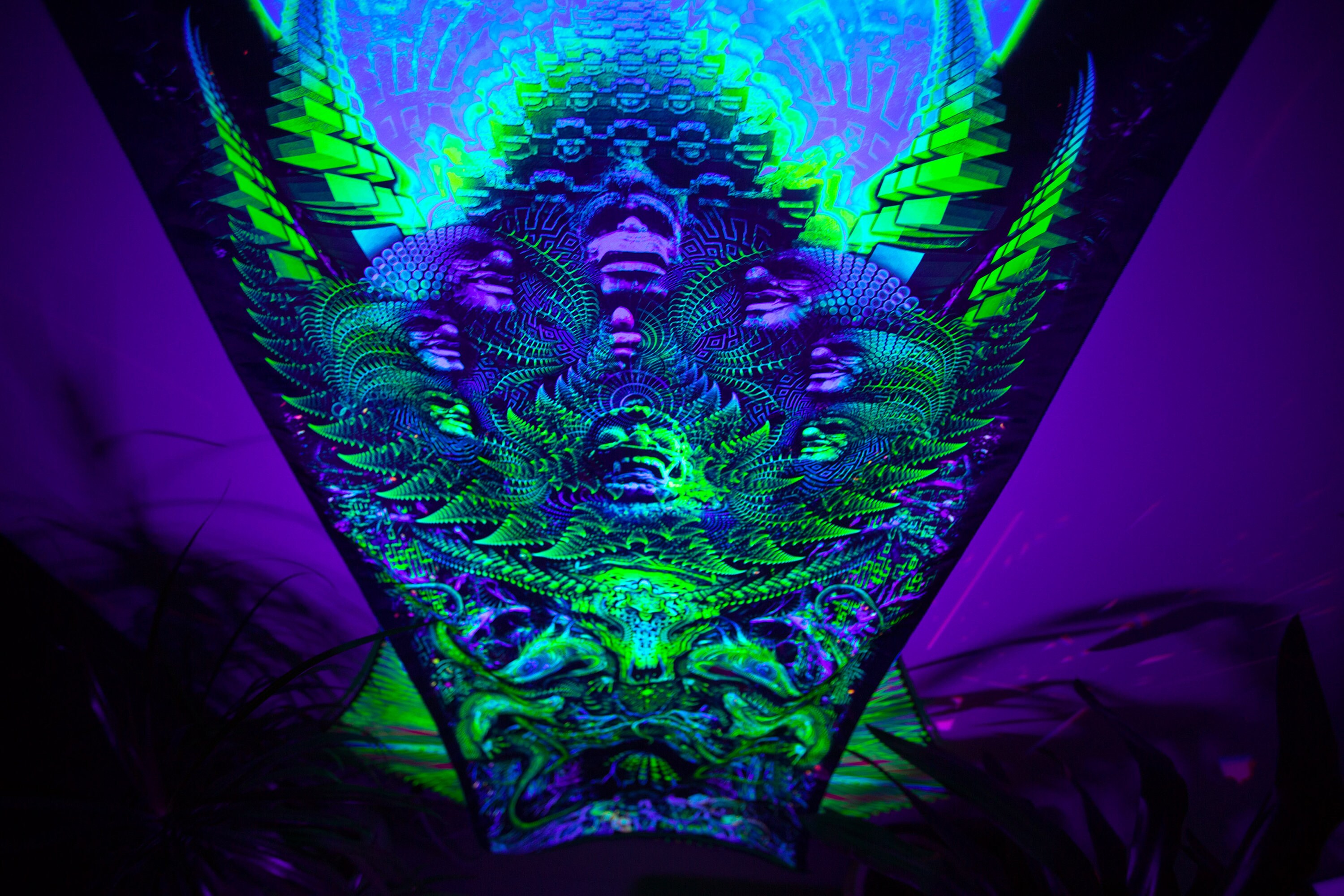 Trippy Painting, UV Wall Art, Blacklight Art, Neon Tapestry, Festival ...