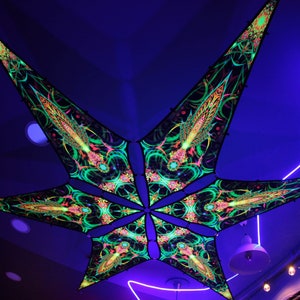 UV Canopy, Trippy Psytrance Deco, Lycra Blacklight Decoration, Hippie ...