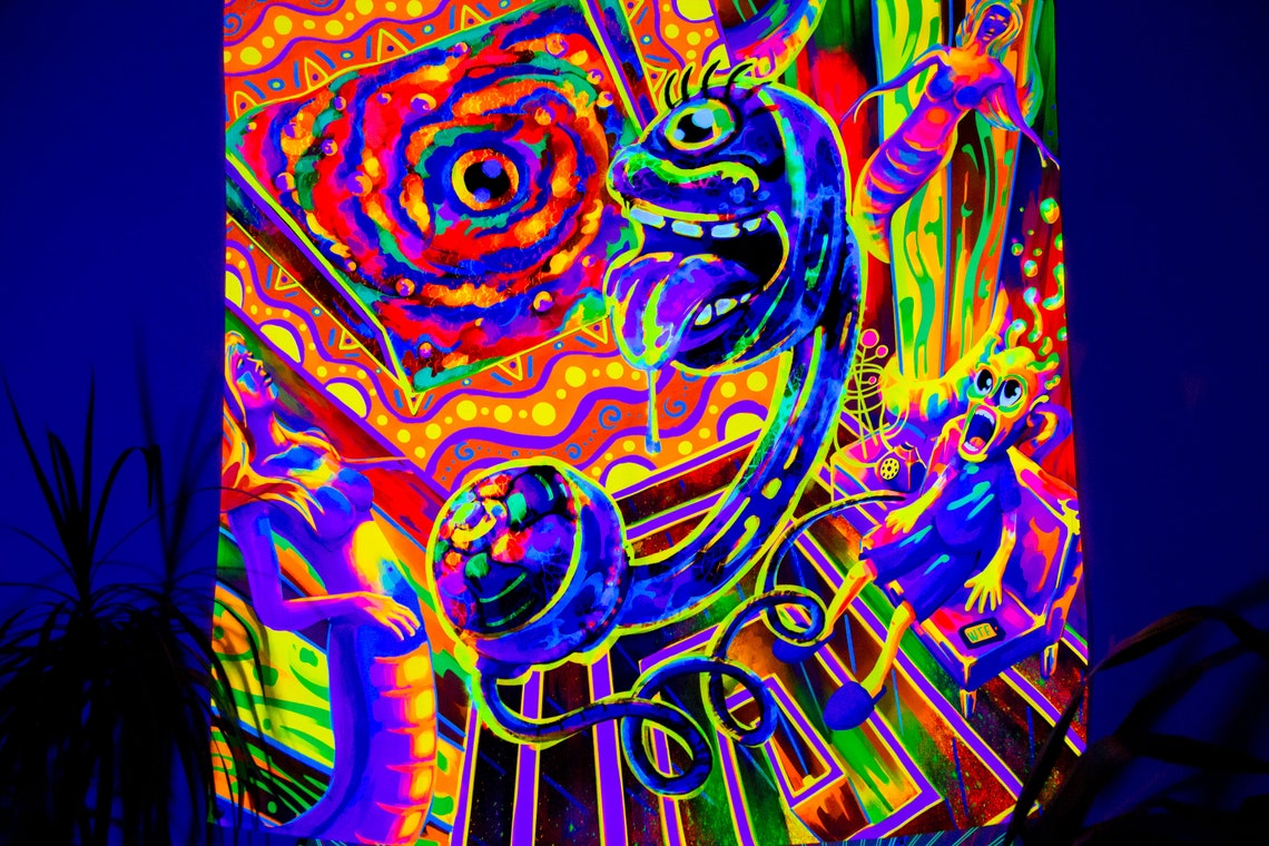 Trippy Painting UV Wall Art Blacklight Art Neon Tapestry | Etsy