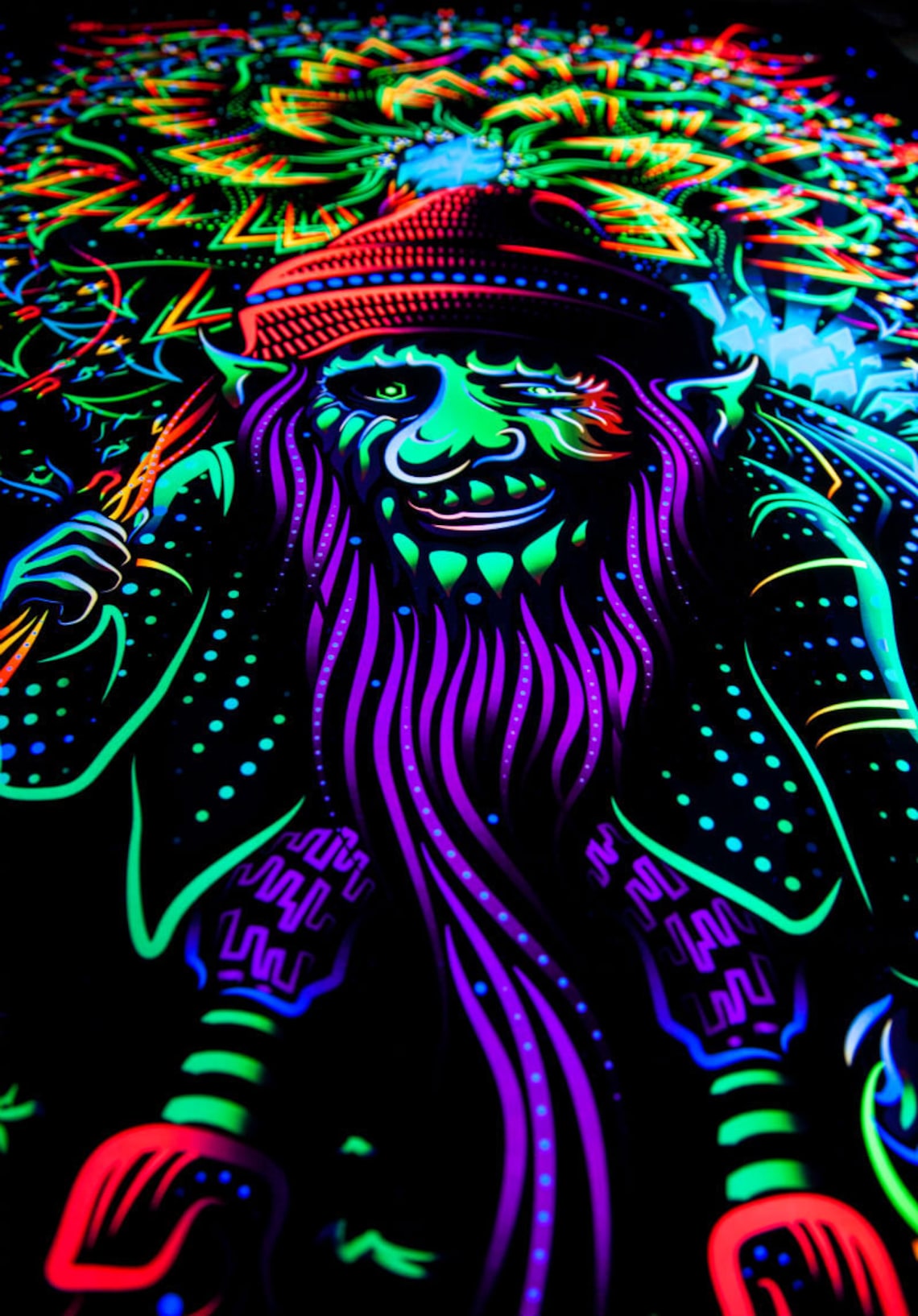 Trippy blacklight Poster Psychedelic Art Mushroom Tapestry UV | Etsy