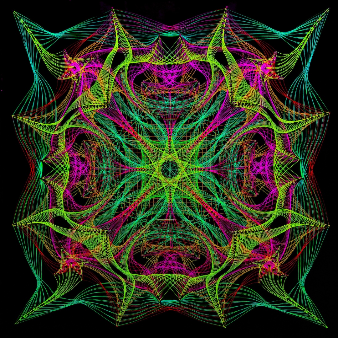 Psychedelic Fractal Blacklight Poster, Glow Tapestry for Party, Trippy ...