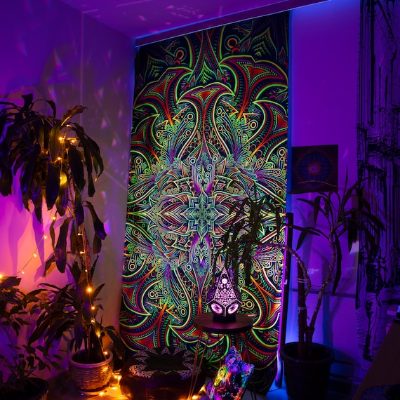 Bohemian UV Curtain Rainbow Curtain Mandala Curtain Hippie - Etsy