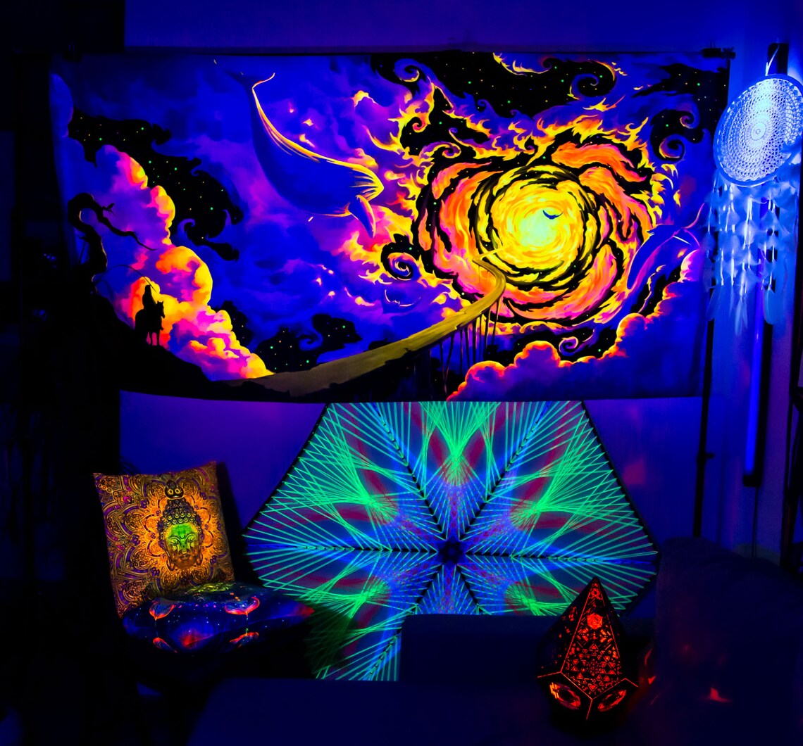UV Tapestry Fluorescent Tapestry UV Reactive Backdrop | Etsy