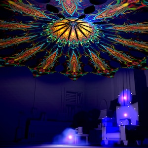 UV Canopy, Trippy Psytrance Deco, Lycra Blacklight Decoration, Hippie ...