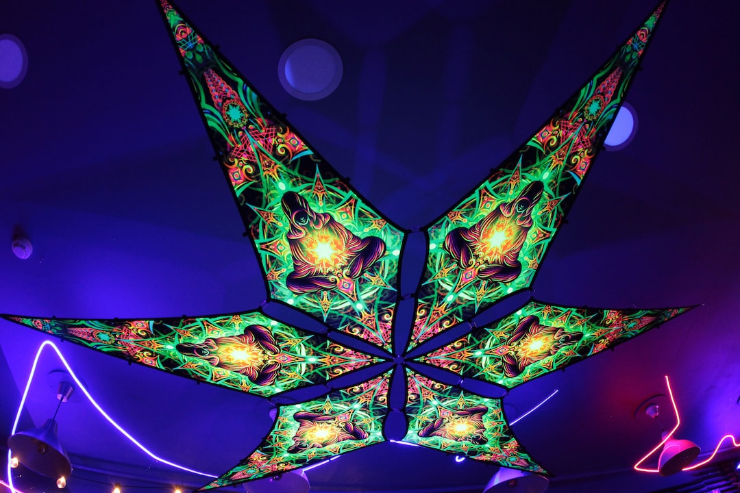 Psychedelic Festival Deco, UV Canopy, Lycra Blacklight Decoration ...