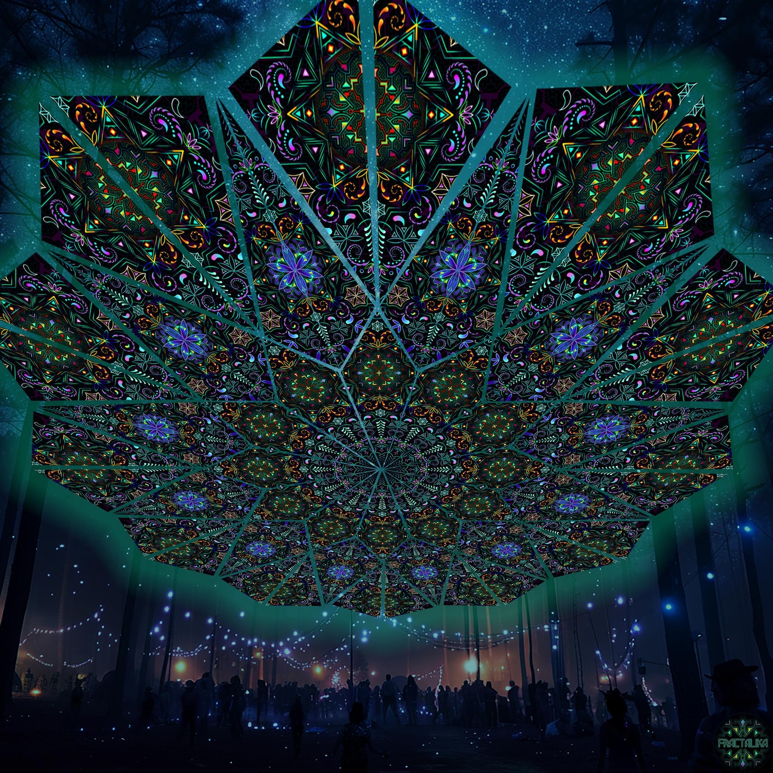 Fluorescent Psytrance Festival Outdoor Sun Shade, UV Active Festival ...