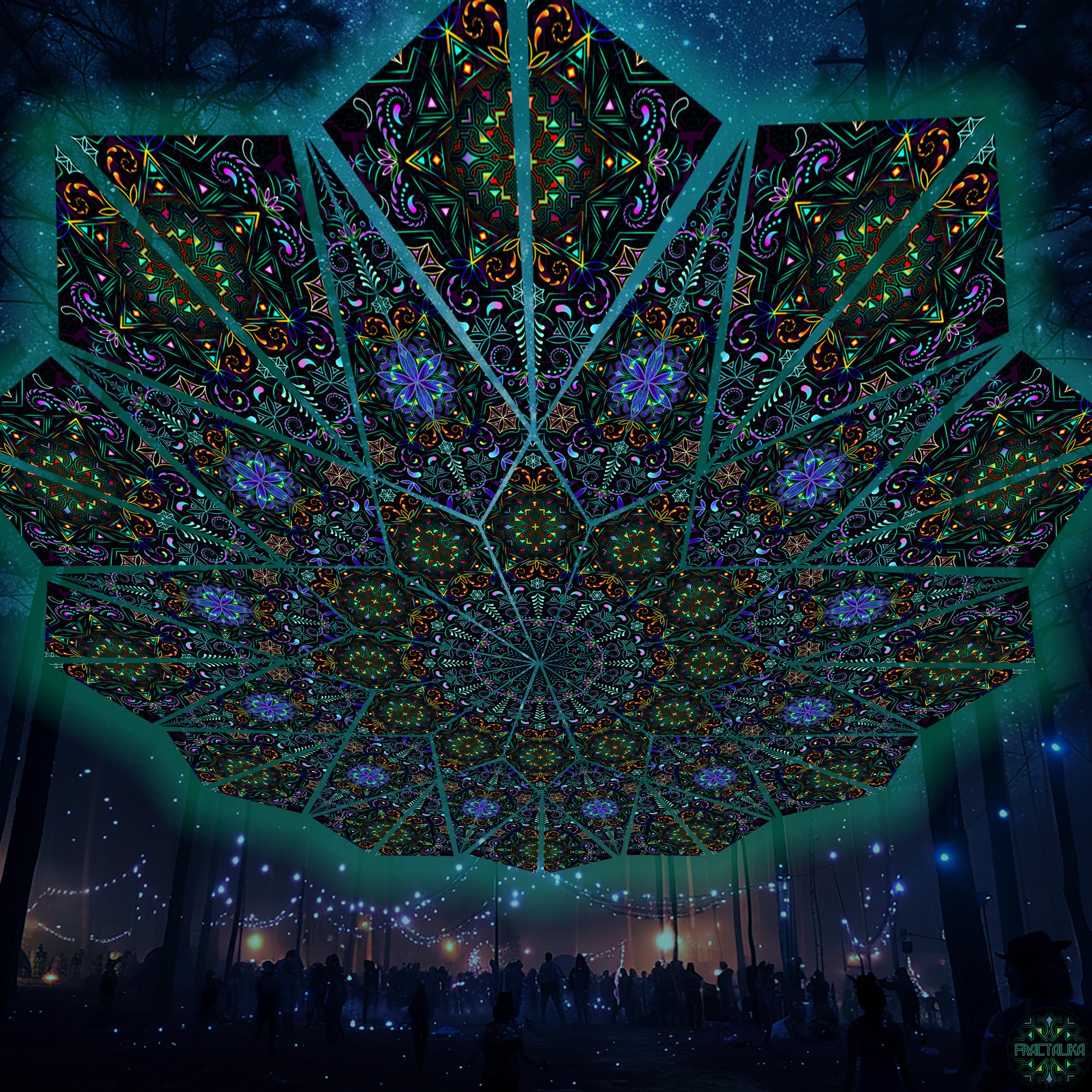 Fluorescent Psytrance Festival Outdoor Sun Shade, UV Active Festival ...