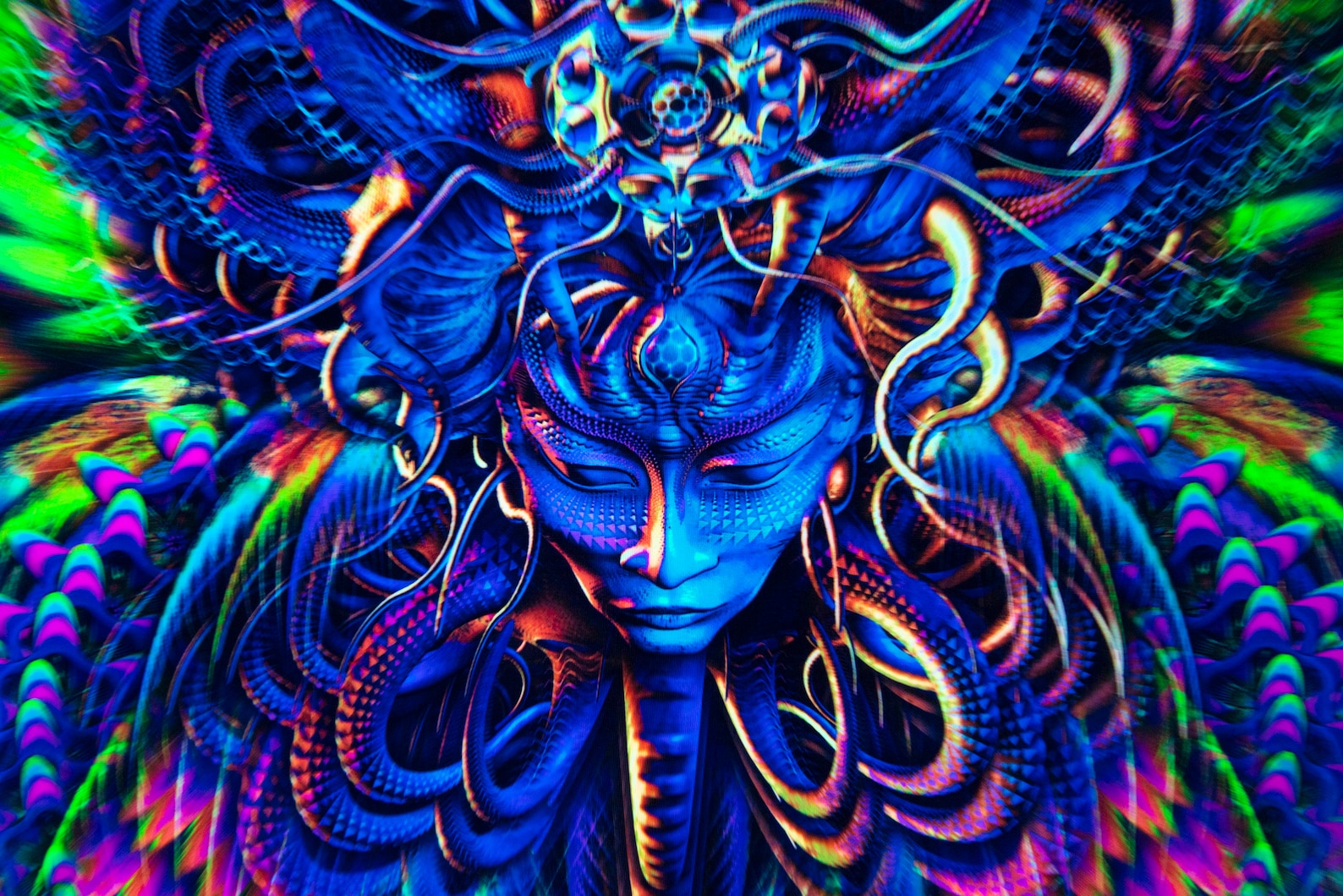 Unique Wall Deco Psytrance Festival Decor Blacklight Active - Etsy