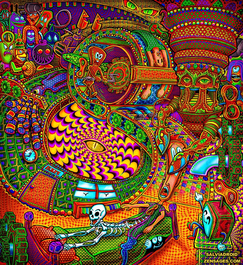 Psychedelic UV Blacklight Tapestry Salvia Droid Wall Hanging Spiritual ...