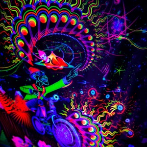 Psychedelic Tapestry, UV Backdrop, Psytrance Festival Deco, Goatrance ...