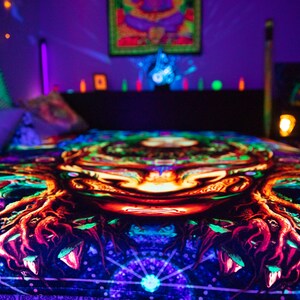 Blacklight Bedsheet, Bedspread Ethnic, Custom Blanket, Fleece Blanket ...