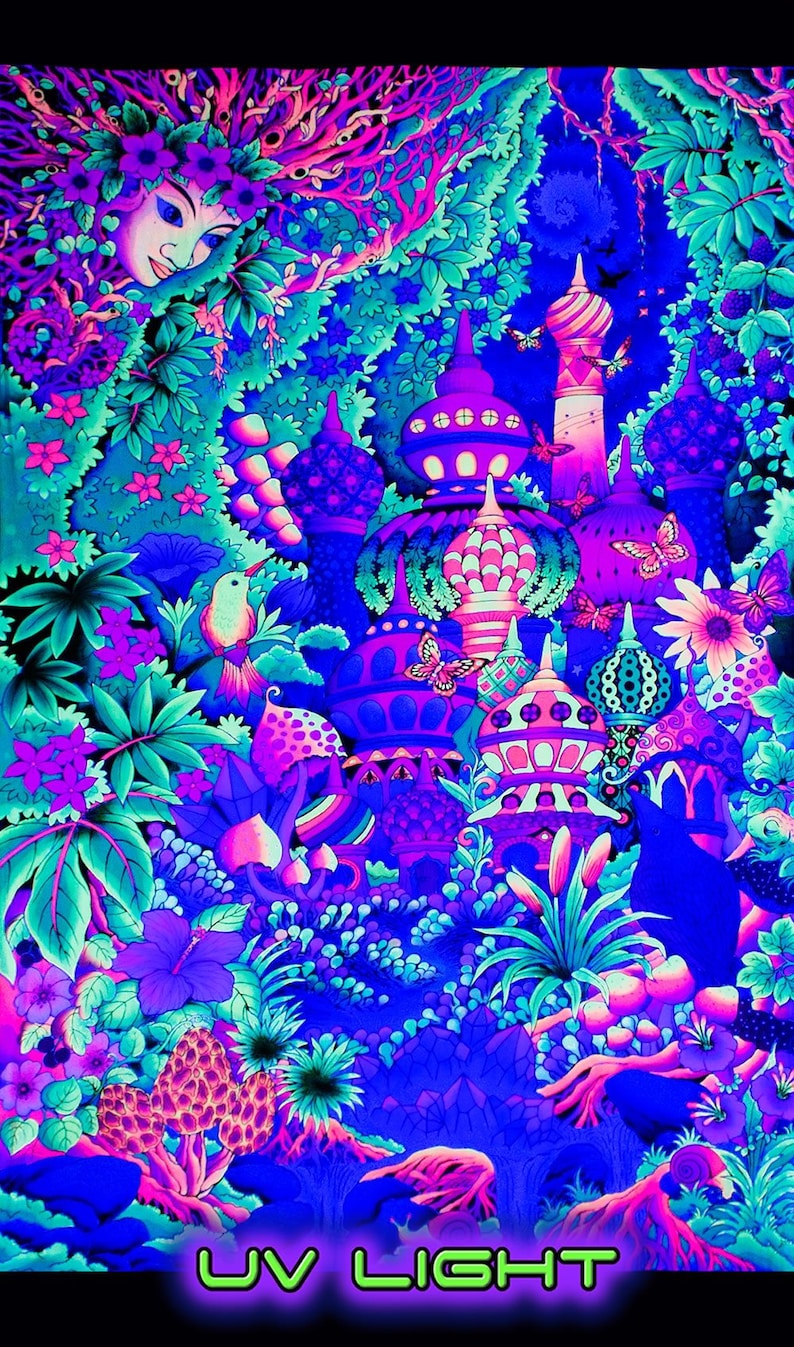 UV Backdrop Blacklight Artwork Trippy Wall Hanging Hippie Tapestry ...