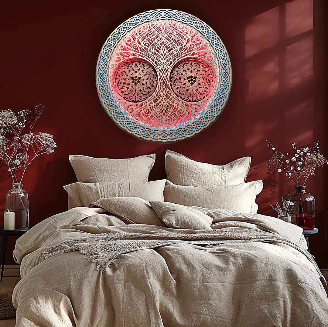 Wooden Lighting, Celtic Art, Tree of Life, Wooden Wall Lamp, LED Wall ...