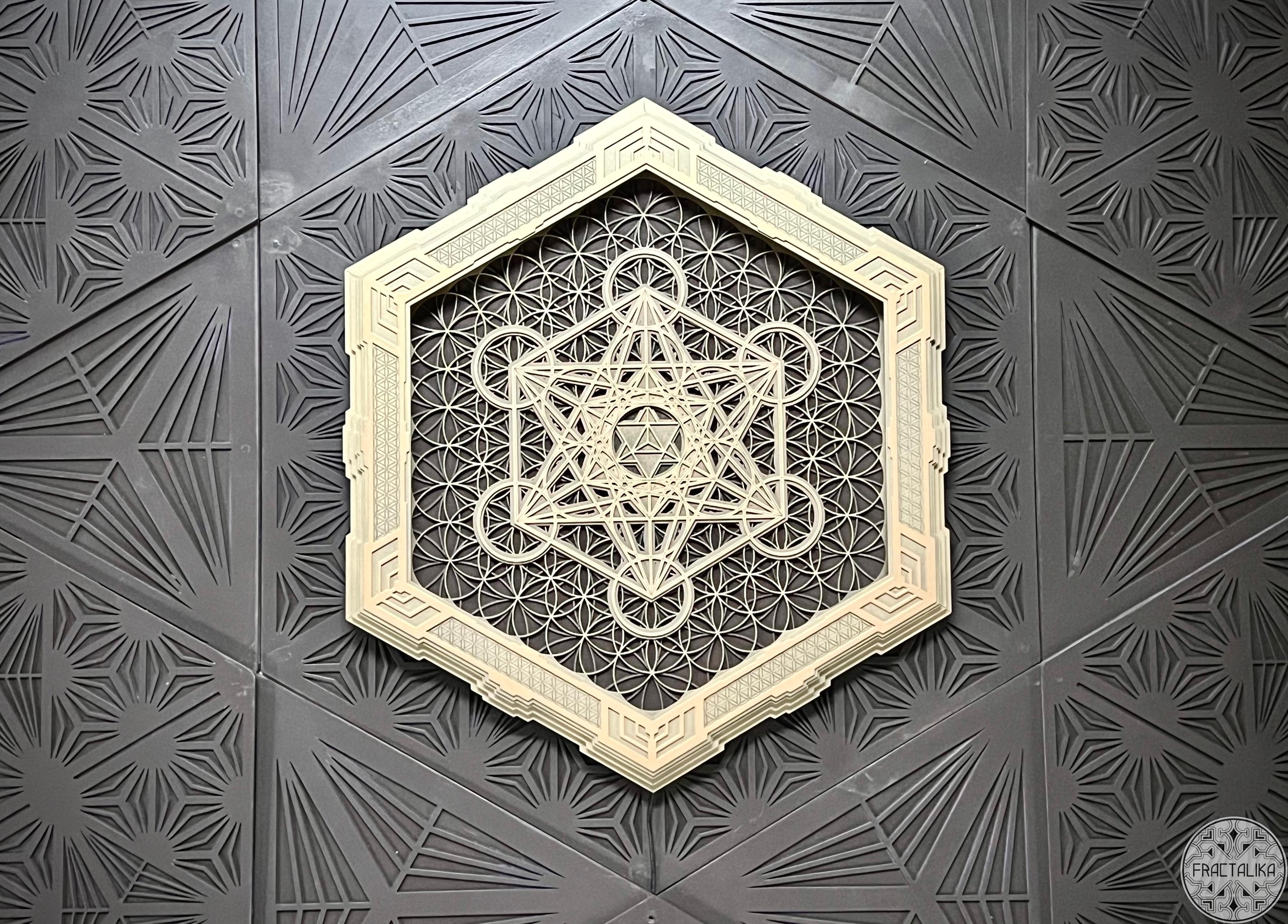 Wooden Sacred Geometry Light, Wall Decoration, Yoga Studio LED Wall Art ...