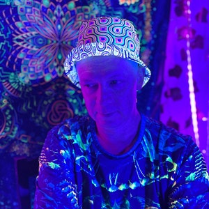 Trippy Bucket Hat, Blacklight Active Panama, Festival Headwear ...