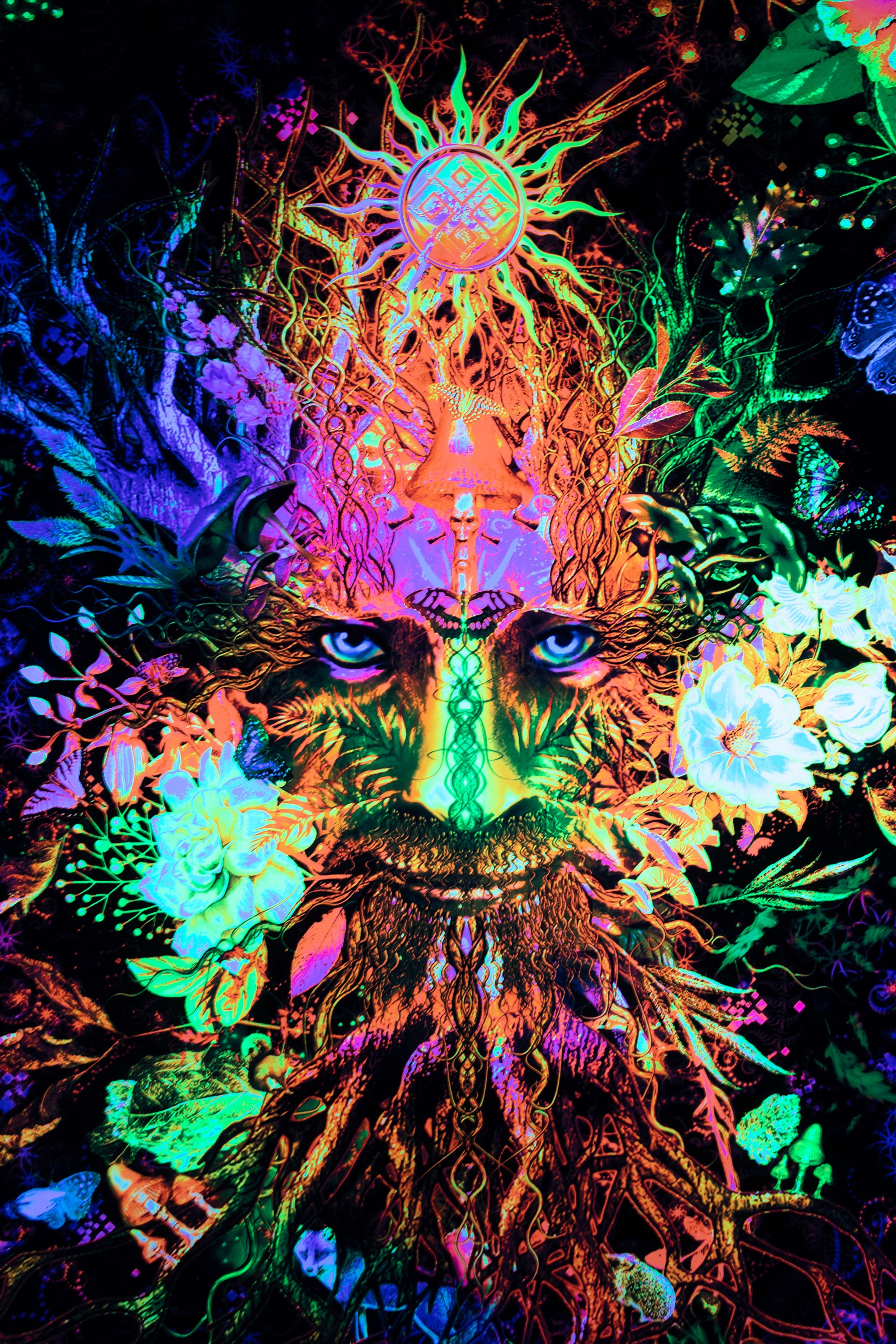 Psychedelic Wall Tapestry Blacklight Art Nature UV | Etsy