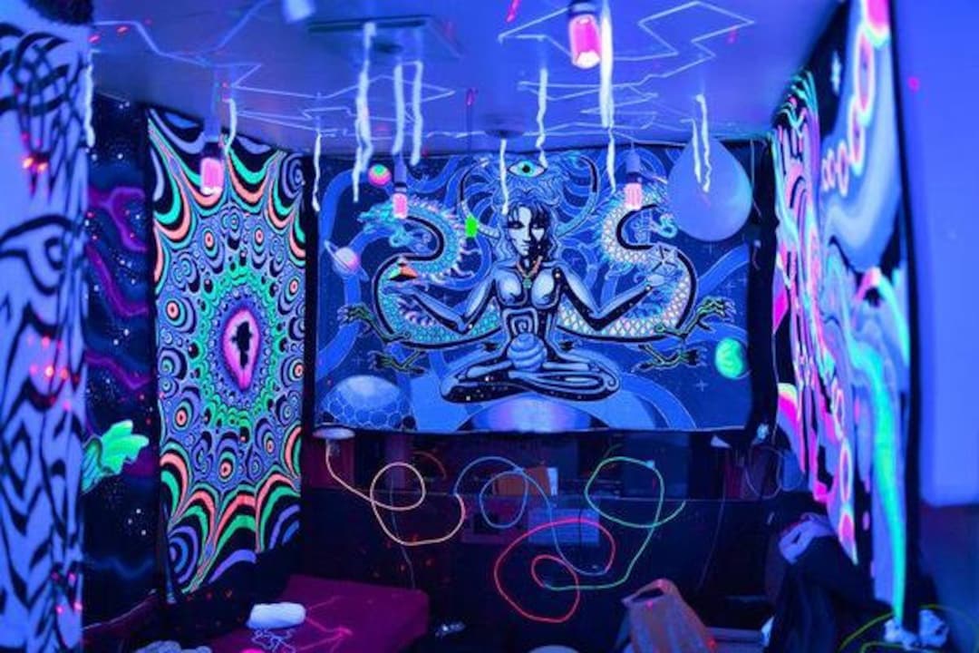 Psychedelic Wall Art Backdrop Fractal Wall Hanging Spiritual Visionary ...