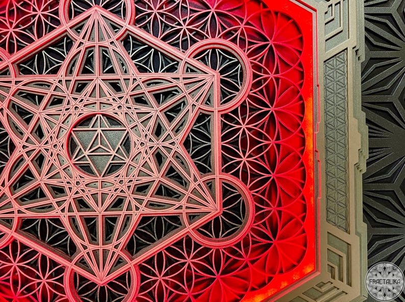 Wooden Sacred Geometry Light, Wall Decoration, Yoga Studio LED Wall Art ...