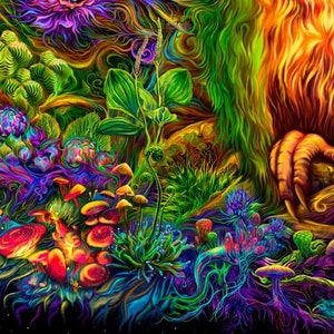 Blacklight Backdrop, UV Wall Hanging, Trippy Wall Art, Psychedelic ...