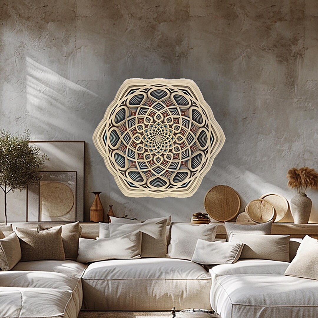 Sacred Geometry Hexagon Home Deco, Yoga Wall Art, Wood Wall Decor ...