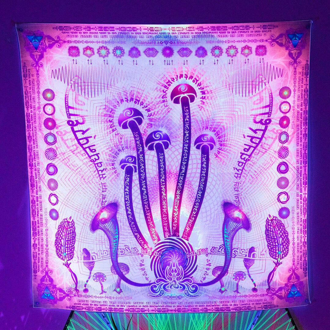 Mushroom Tapestry, Magic Tapestry, Blacklight Trippy Decor, Psychedelic ...