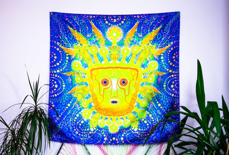 Psychedelic Tapestry, UV Wall Hanging, Trippy Wall Art, Trippy Tapestry ...