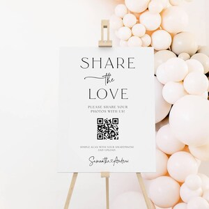 Minimal Share the Love Photo Sign With QR Code, Guest Photo Sharing ...