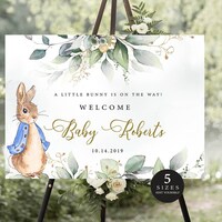 Peter Rabbit Baby Shower Welcome Sign, Flopsy Bunny Baby Shower Sign ...