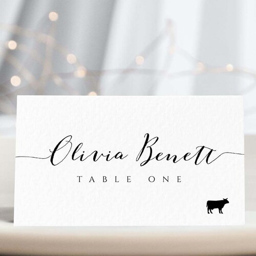 Place Card Template With Meal Icons Editable Wedding Place | Etsy