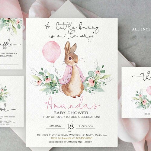Editable Peter Rabbit Baby Shower Welcome Sign Pink Peter - Etsy