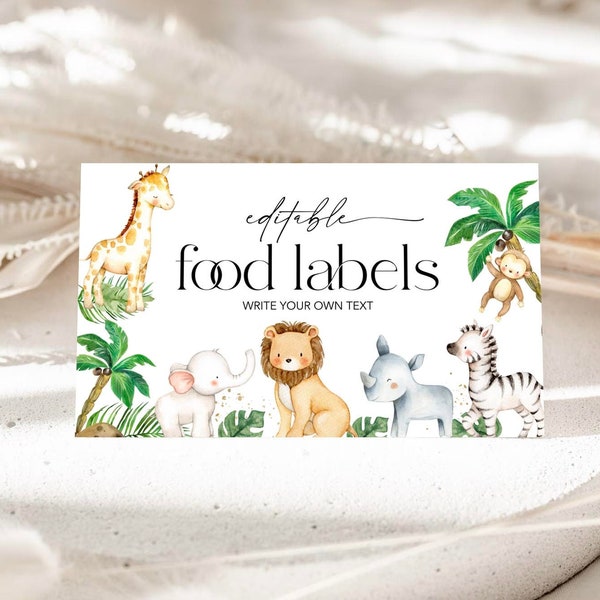 Safari Food Labels - Etsy