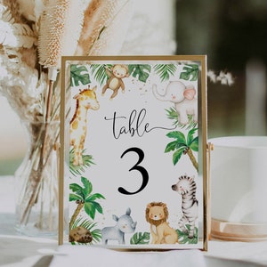 Safari Animals Table Number Template, Gender Neutral Wild One Jungle ...