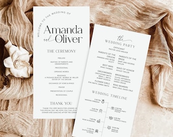 Wedding Program Template Minimal - Etsy