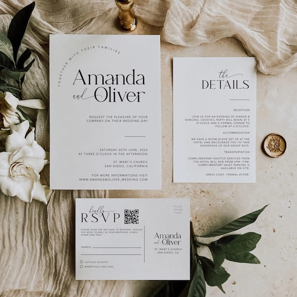 Minimal Wedding Invitation - Etsy