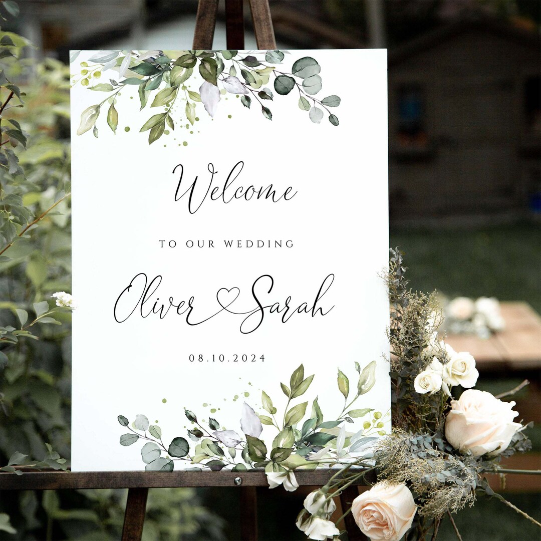 Editable Greenery Wedding Welcome Sign Template (YOU PRINT) - Etsy