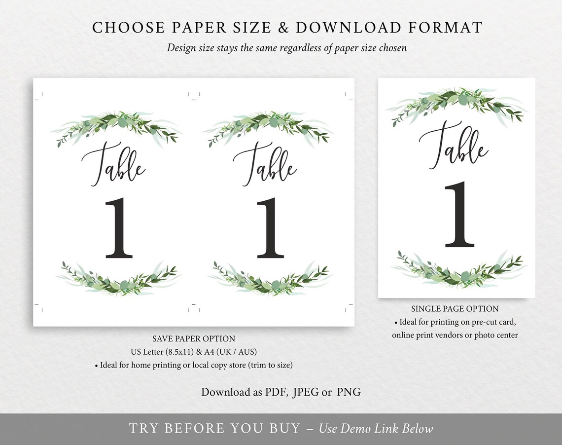 Table Number Template Editable Table Number Template 5x7 and | Etsy