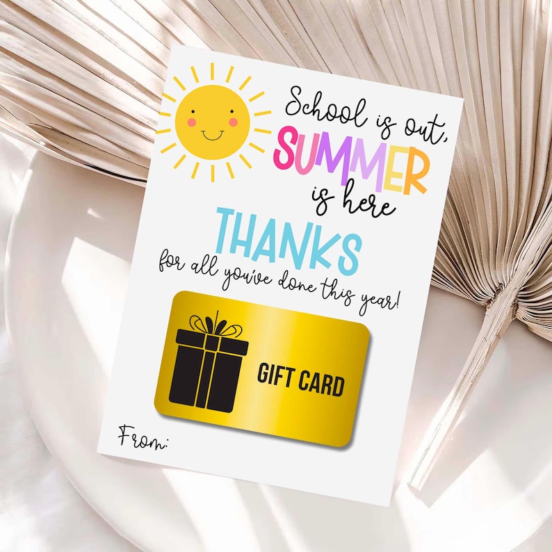 End of Year Teacher Gift Card Holder Printable Teacher Appreciation ...