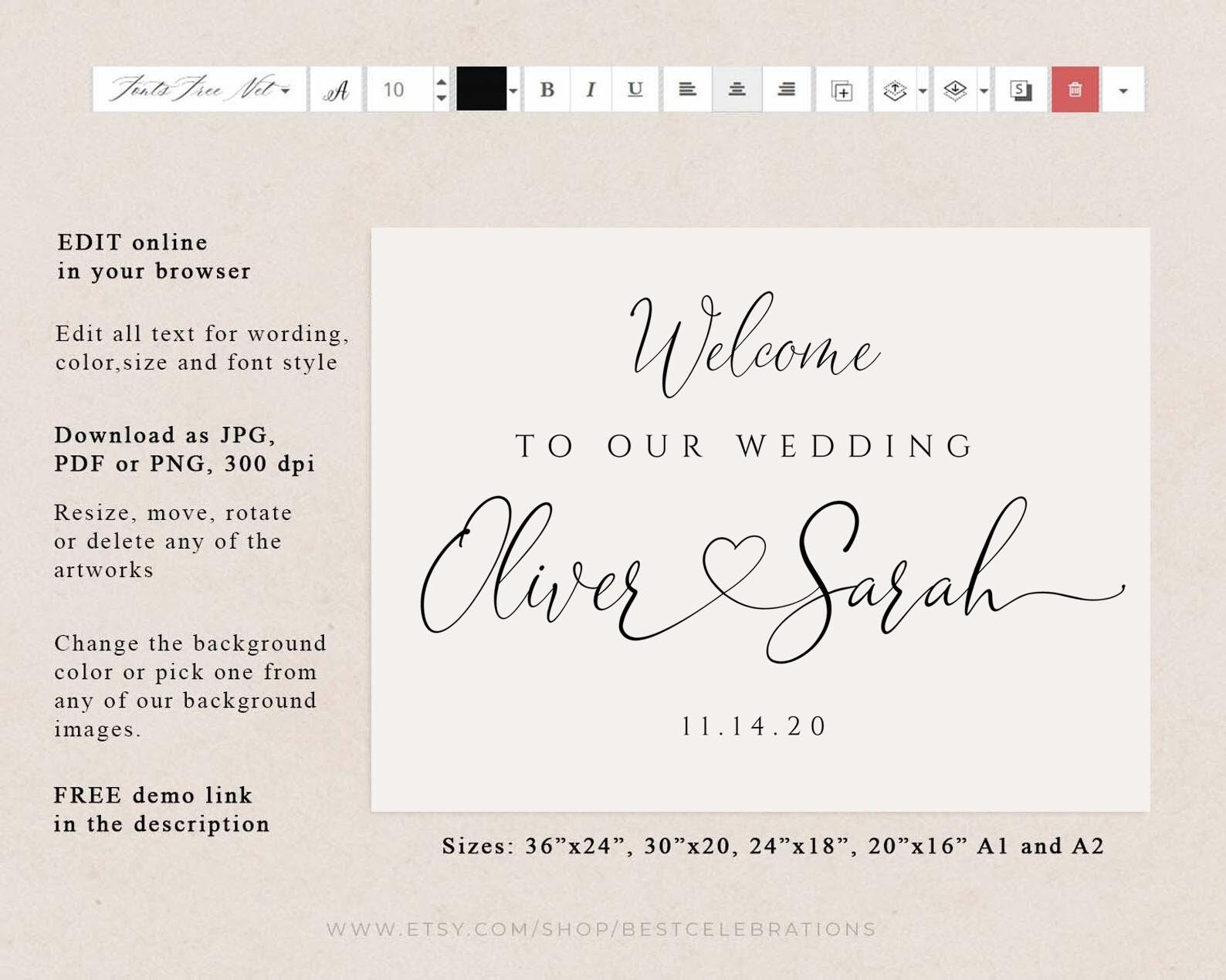 AMORA Editable Wedding Sign Printable Wedding Welcome Sign | Etsy Australia