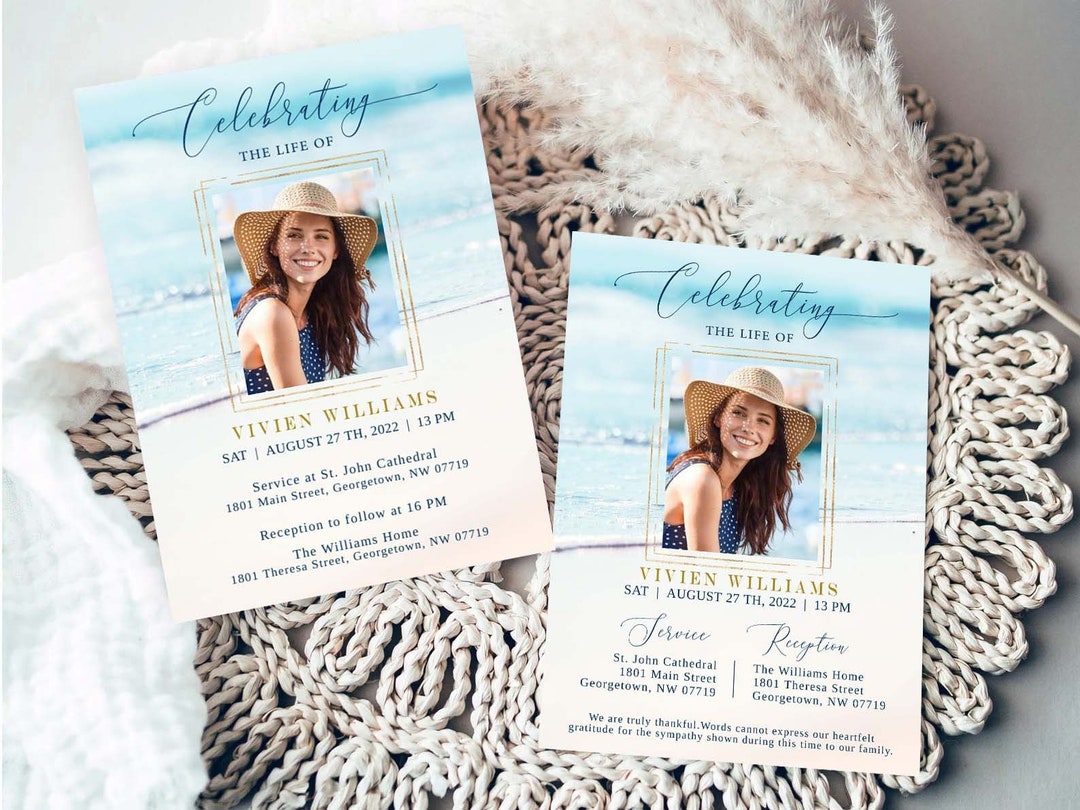 Funeral Invitation - Sea Funeral 5x7 Celebration of Life | Beach ...