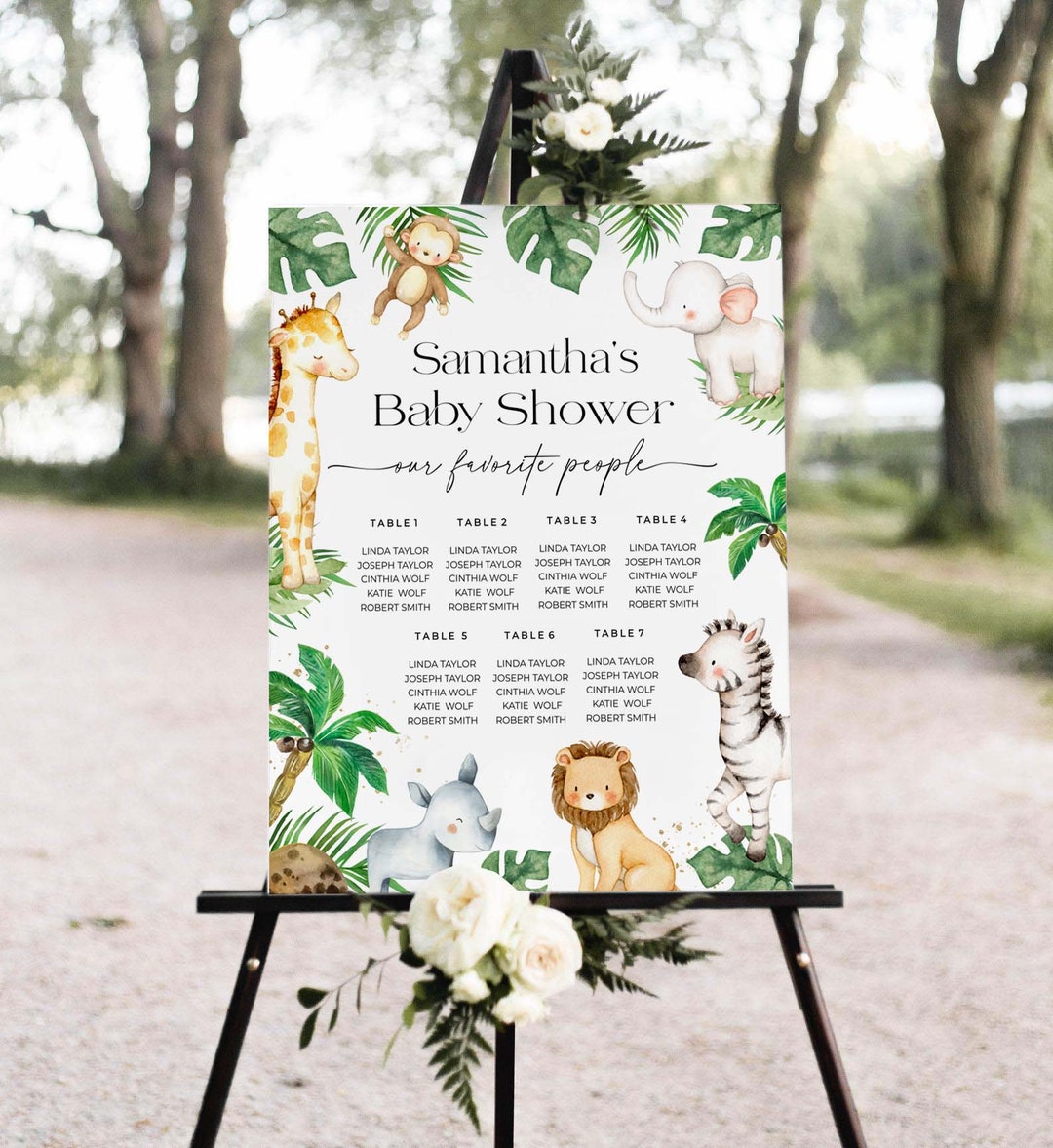 Safari Baby Shower Seating Chart, Gender Neutral Wild One Jungle Baby ...