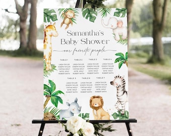 Jungle Animals Seating Chart Sign, EDITABLE TEMPLATE, Greenery Safari ...