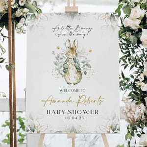 Peter Rabbit Baby Shower Welcome Sign Gender Neutral Baby Shower Sign ...