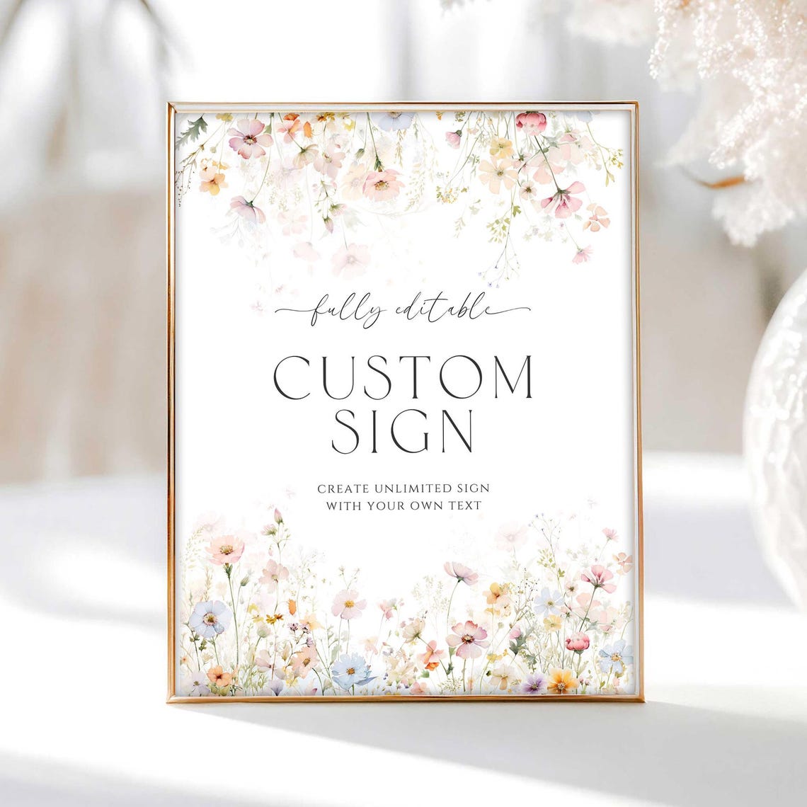 Wildflower Editable Sign Template, Boho Floral Custom Sign, Wedding ...