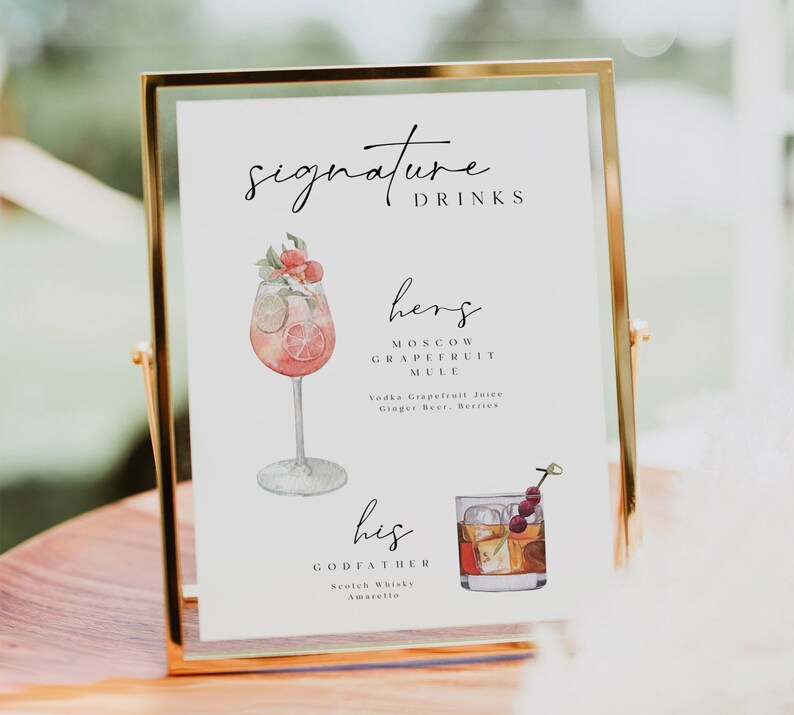 Signature Drink Sign Template Printable Signature Cocktail - Etsy