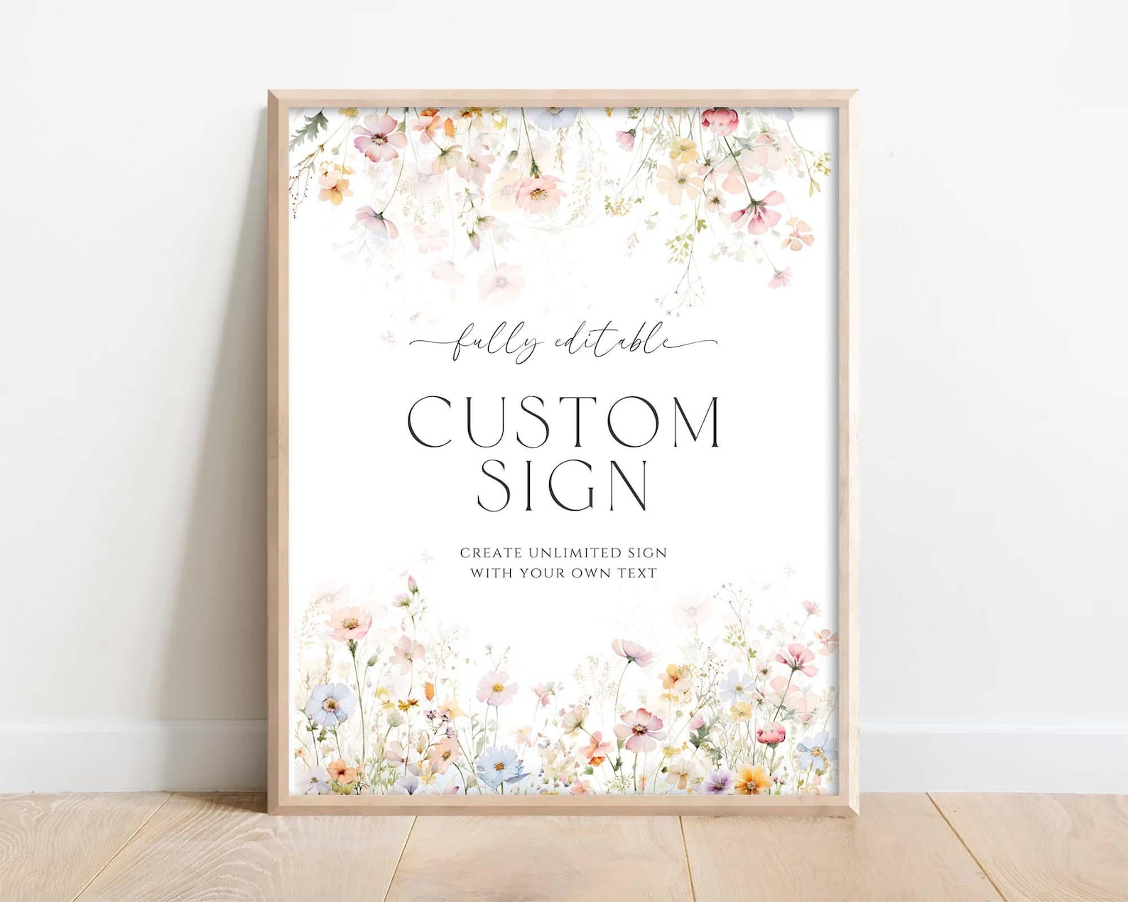 Wildflower Editable Sign Template, Boho Floral Custom Sign, Wedding ...