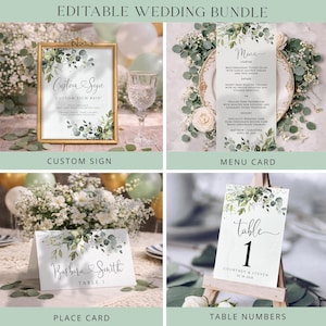 Eucalyptus Wedding Invitation Bundle, Greenery Stationery Templates ...